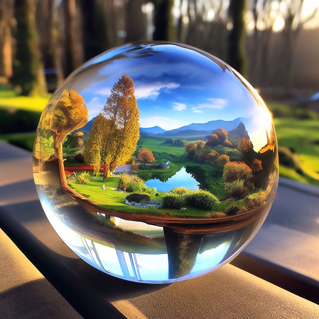 "A beautiful glass ball with a realistic world inside" — image created ...
