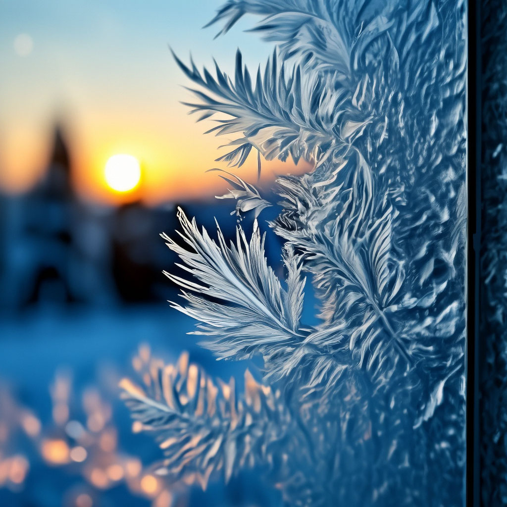 "Winter windows with a beautiful frost pattern" — image created in ...
