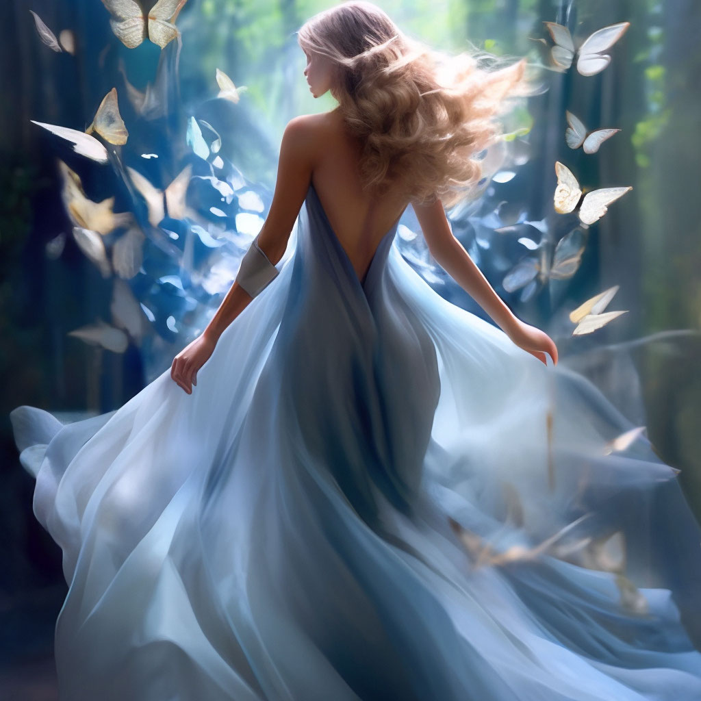 "Sure, fantasy,silhouette of a perfect female body in an airy ...