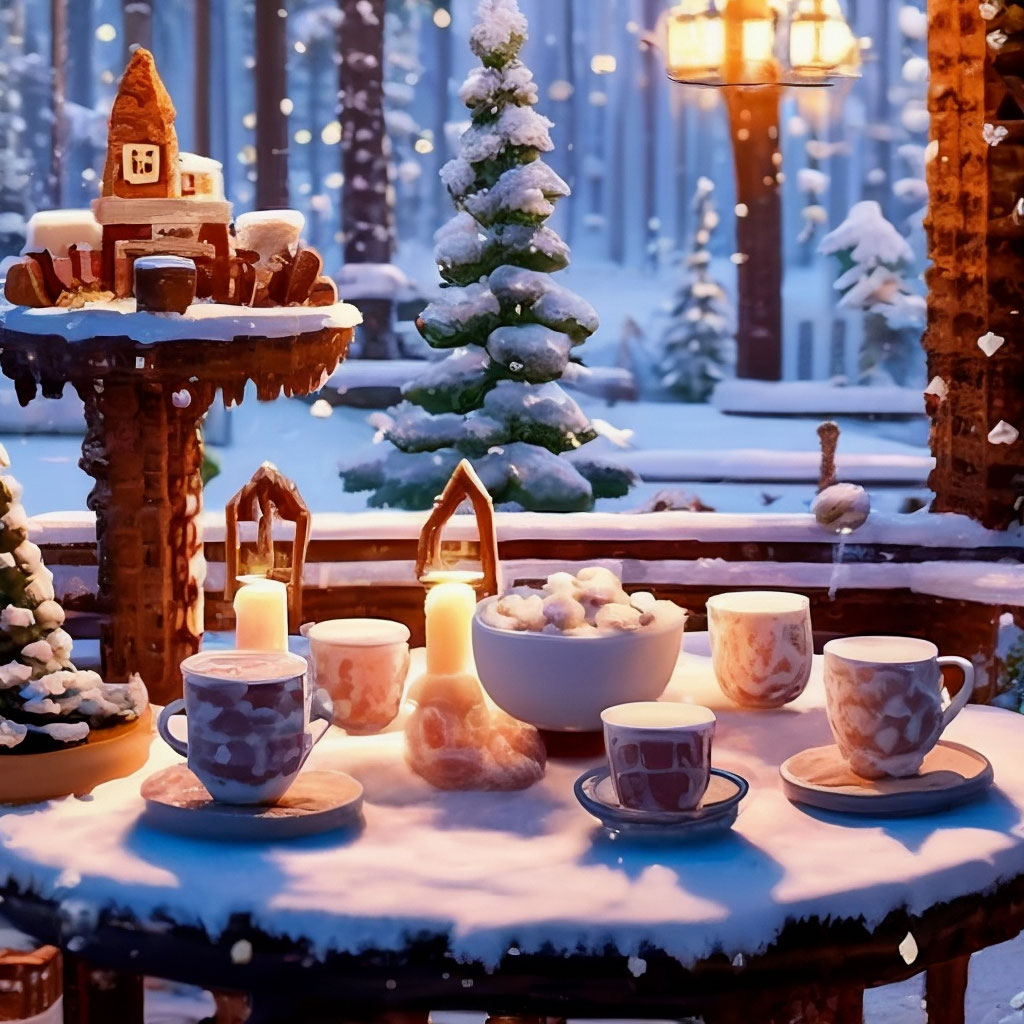 "Beautiful still life, cups of hot chocolate with marshmallows on the ...