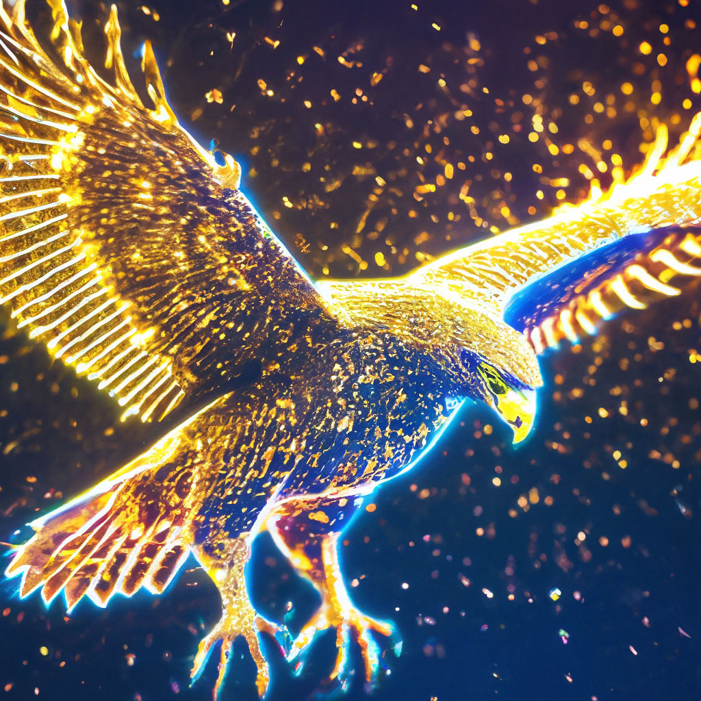"Epic embodiment of a eagle from a neon, surrealism, an eagle from a ...