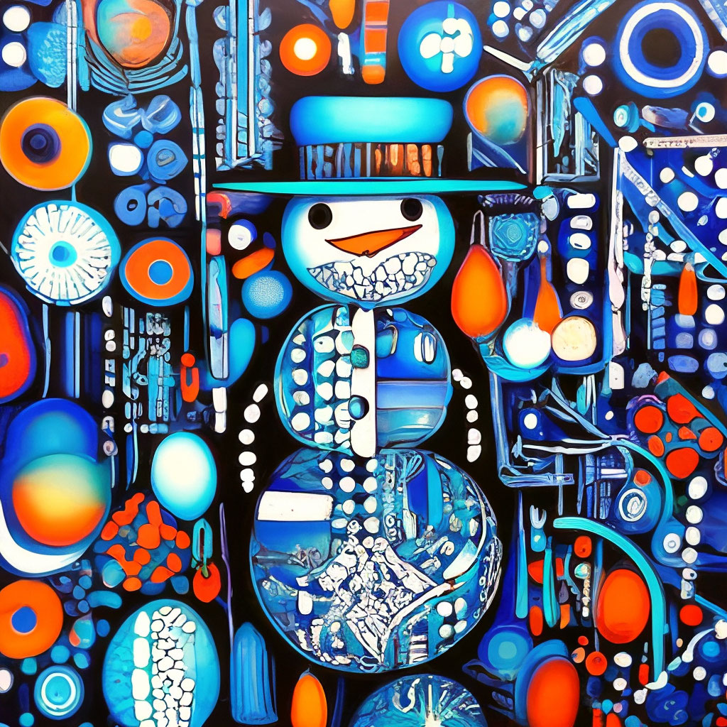 @lvk#tg#lvk☬ ࿇ ꧂ snowman zentangle art, abstract expressionist style ...