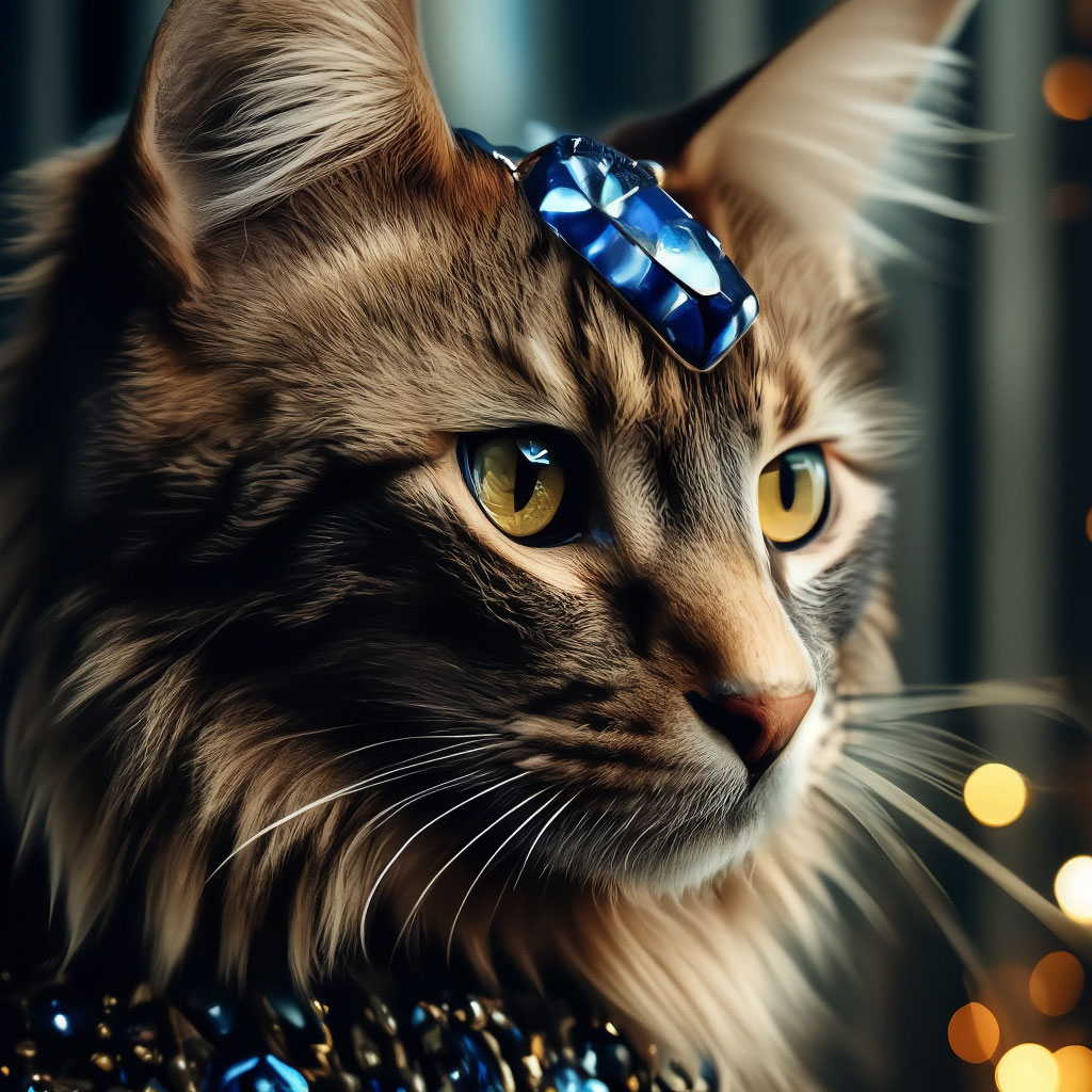 "Sapphire cat" — image created in Shedevrum