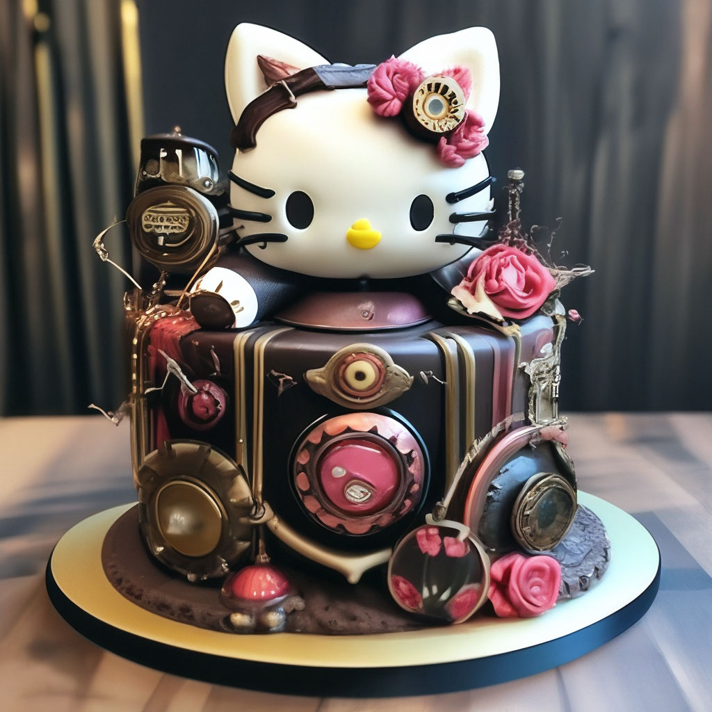"Realistic hello kitty cake" — image created in Shedevrum