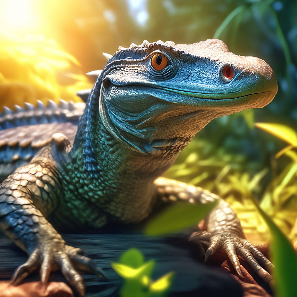 "Hybrid of monitor lizard and crocodile, hyperdetalization ...