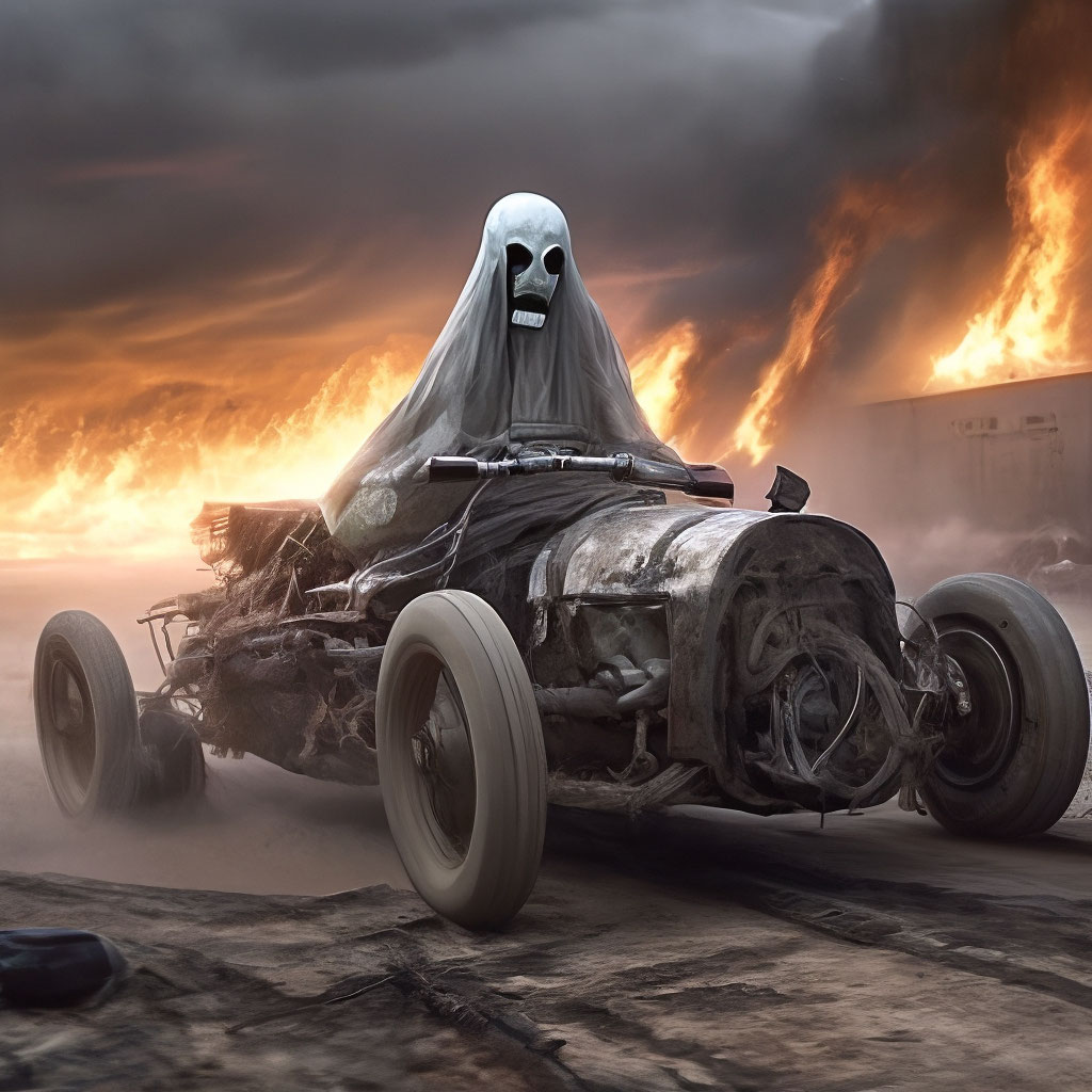 "The world's best ghost with a motor. Wild, but cute!" — image created ...