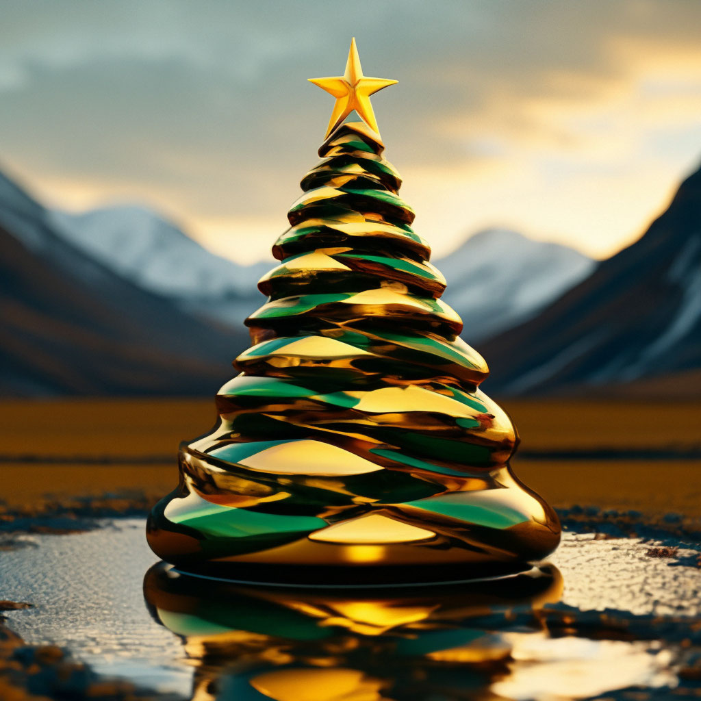 "Anthropomorphic hybrid landscape of a Christmas tree,,lines,bends ...