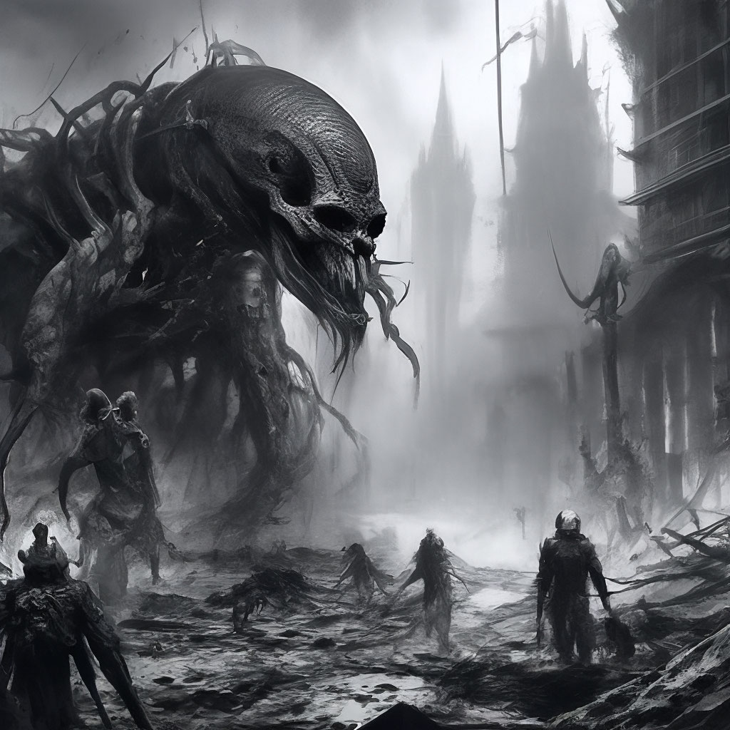 "Dark-fantasy grunge-art, horror-necronomicon, bioengineering in the ...