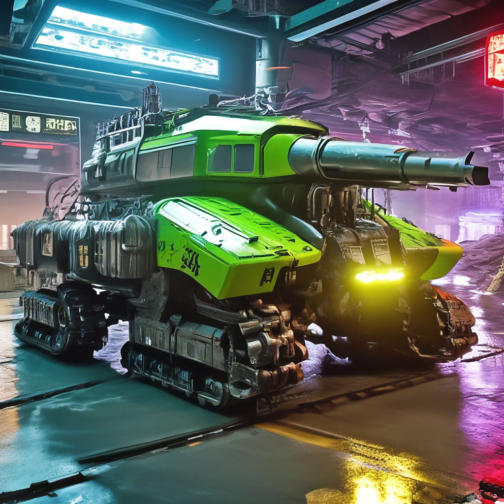 "Messerschmitt, ex machina+cyberpunk+carmageddon, mechanical tracks+ ...