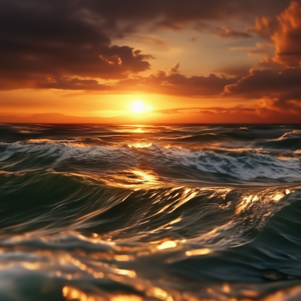 "Sunset on the sea, beautiful, realistic, high detail, soft lighting, 1 ...
