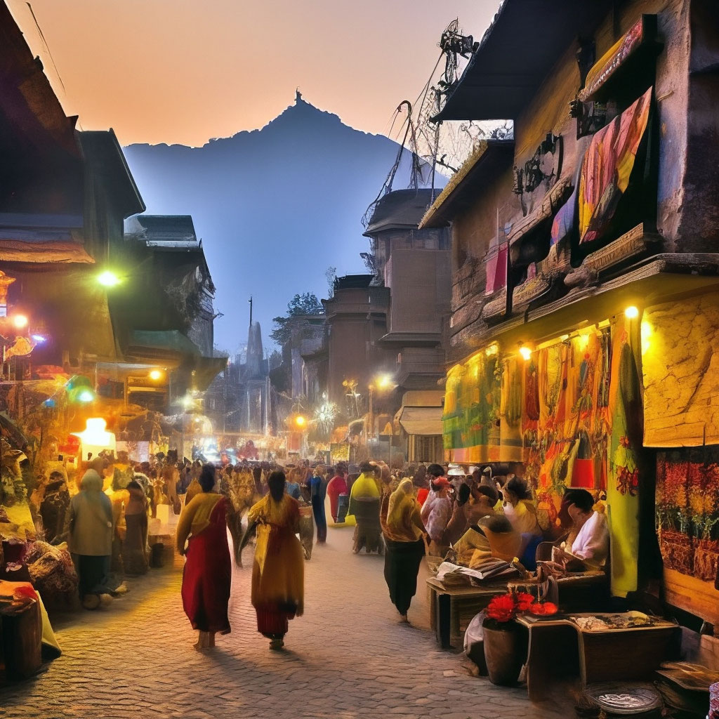 "Kathmandu Thamel, a street, a wonderful mood in the evening exotic ...