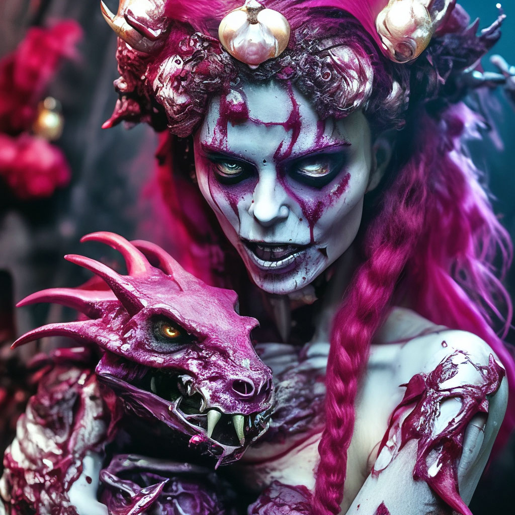 "MESOMORPHIC zombie style, necro zombie hell red fuchsia black embraces ...