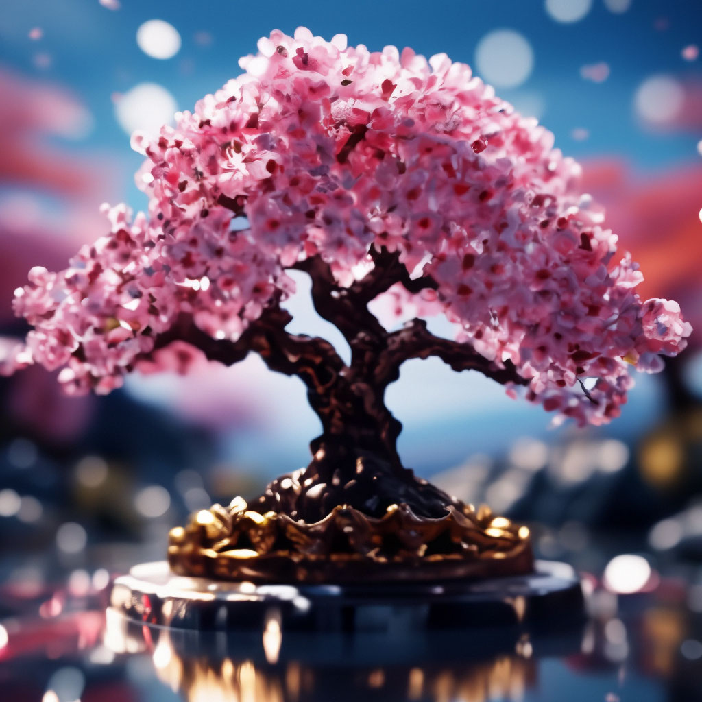 "The crystal sakura tree. . professional photo, aesthetically pleasing ...