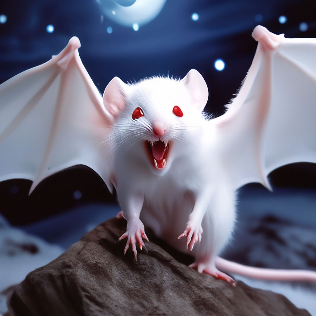 "Large, flying, anthropomorphic, horror, snow-white albino vampire ...