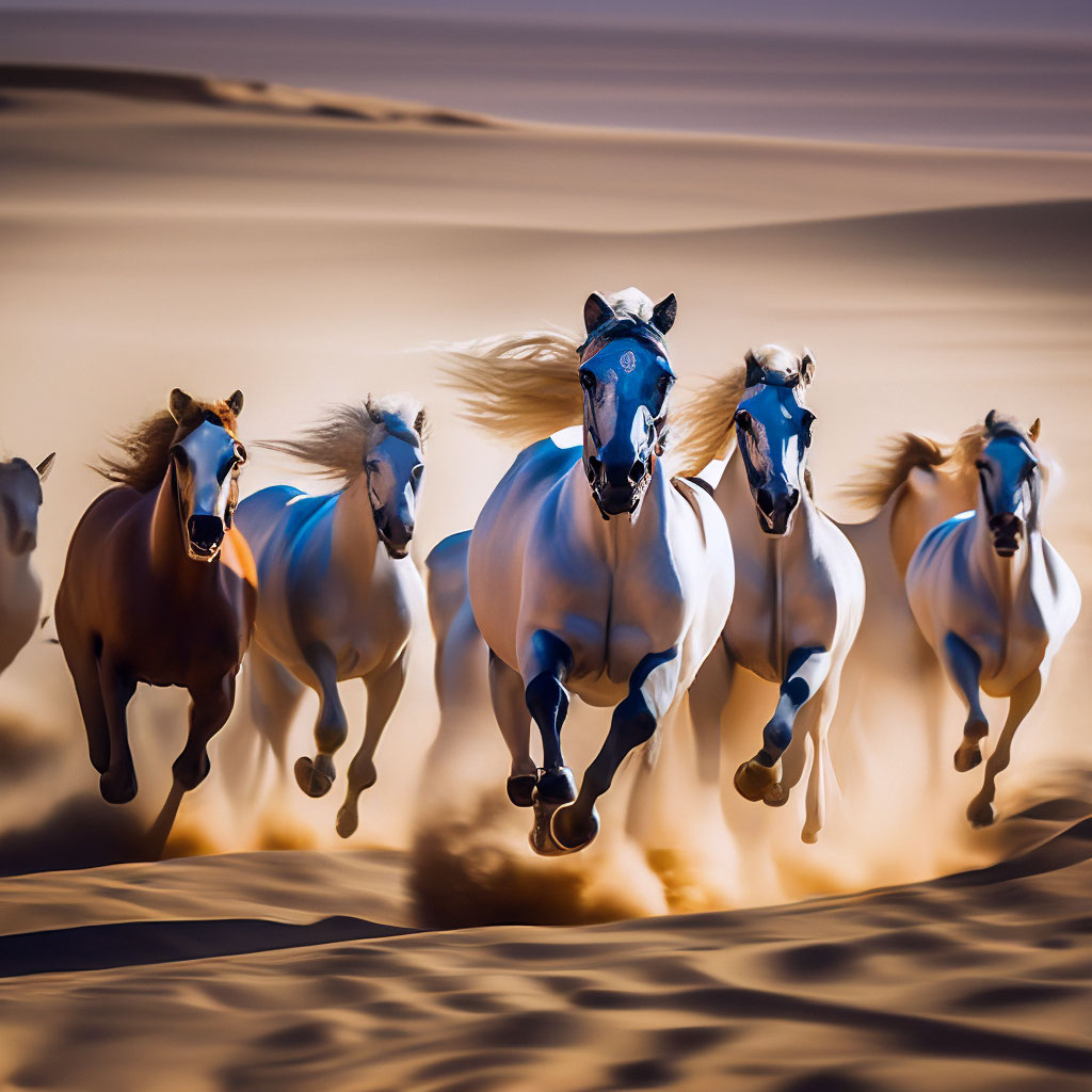 "A herd of Arab horses running through the desert" — image created in ...