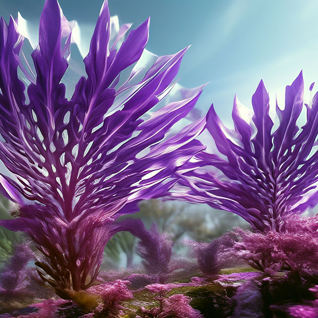 "Plants made entirely of fins fighting placental made of transparent ...