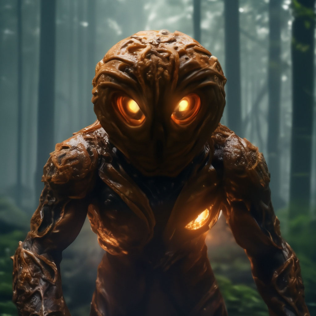 "Anthropomorphic mutant bagel, creature, forest, day, fog, 4k, high ...