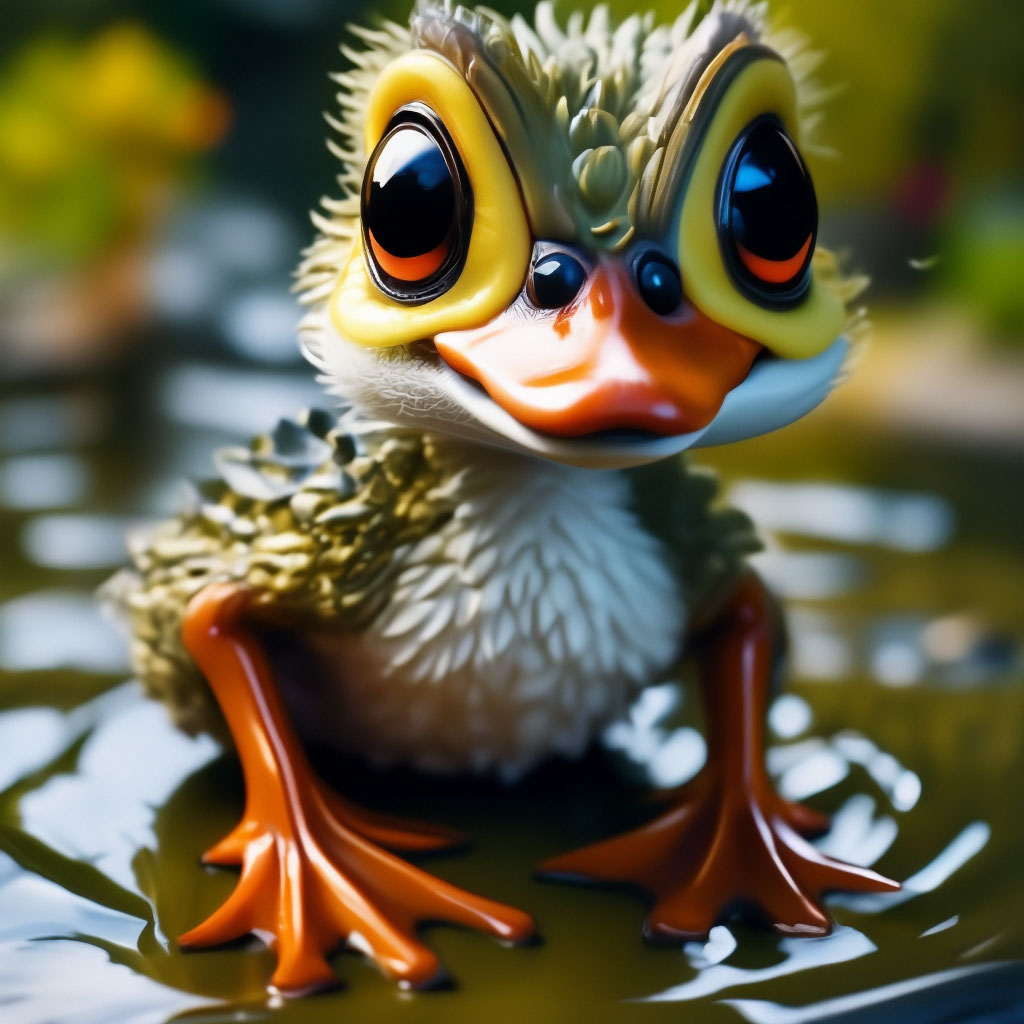 "Cute, creepy, bug-eyed frog duck, lots of cute paws, beautiful ...