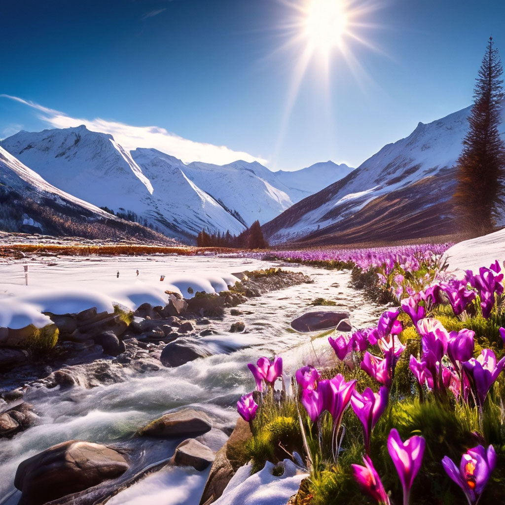 "Beautiful spring landscape of snow-thawed riverbank and beautiful ...