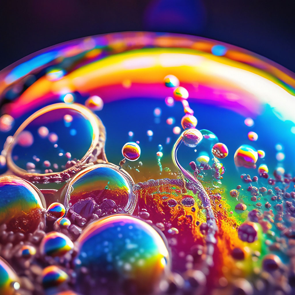 "Soap bubble, rainbow iridescence, professional photo, details" — image ...