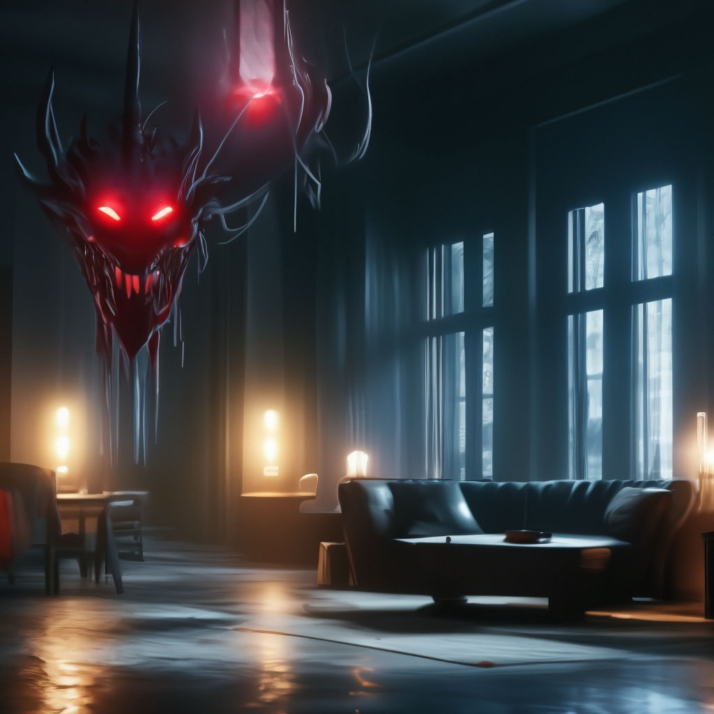 "Dark and terrifying interior design of the living room of the house of ...