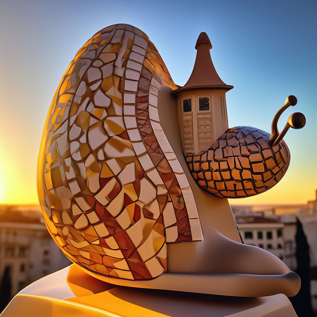 "Hybrid house+snail, AntonioGaudi architecture, airy, gentle, easy ...