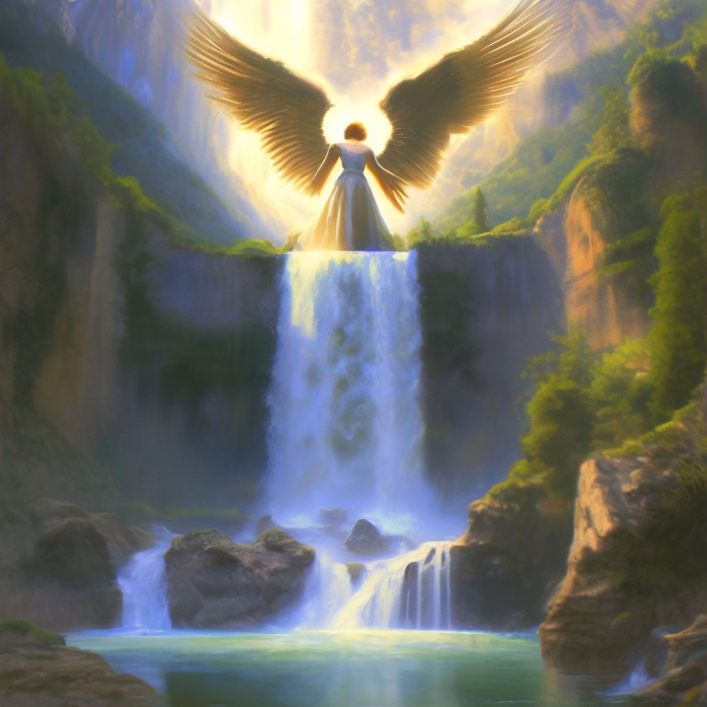 "🌈Angel waterfall 1024k 🌈" — image created in Shedevrum
