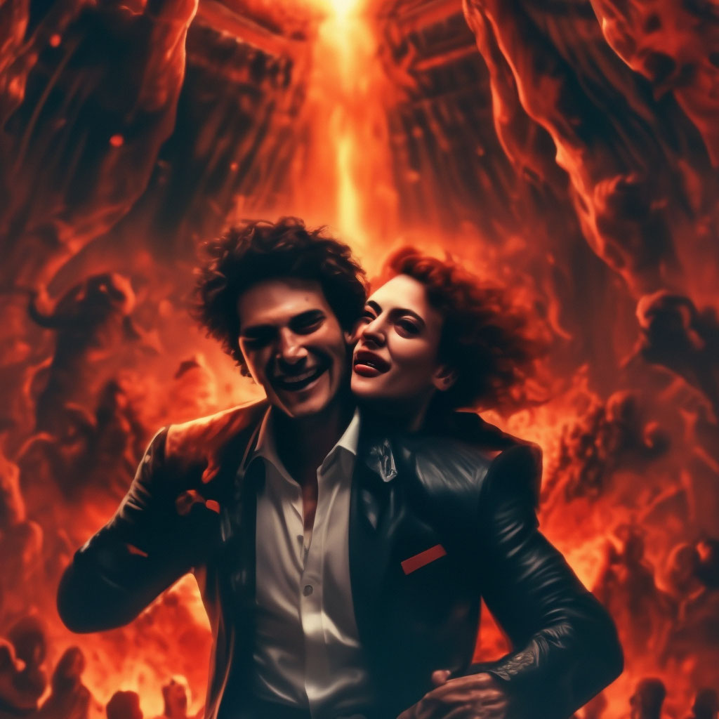 "A heavenly party in hell" — image created in Shedevrum