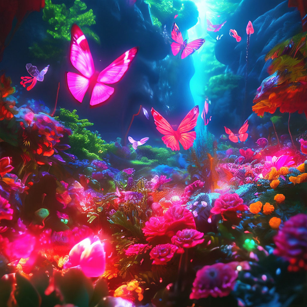 "The world under the ground, beautiful bright butterflies, various ...