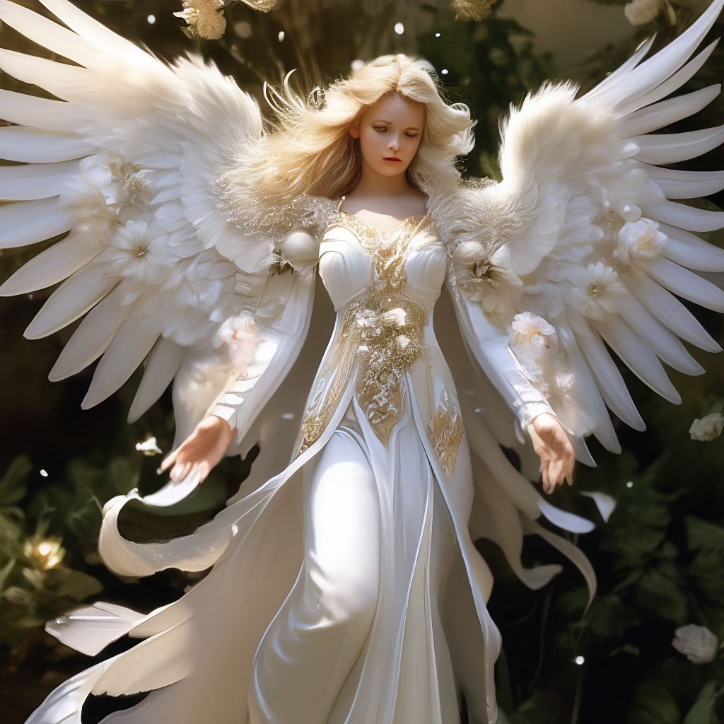 "Six-winged seraphim, angel, wings of a white bird, feathers, white ...