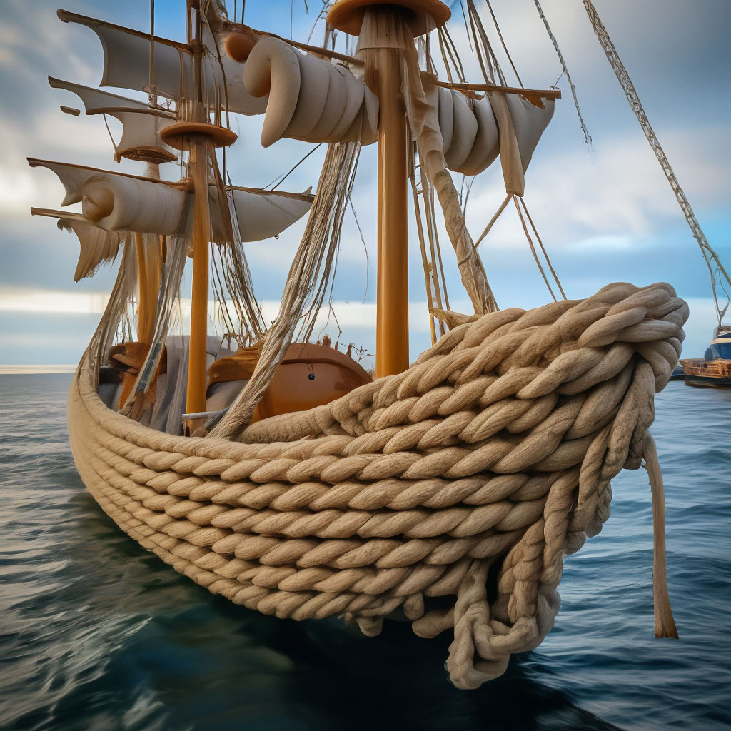 "A ship made of ropes" — image created in Shedevrum
