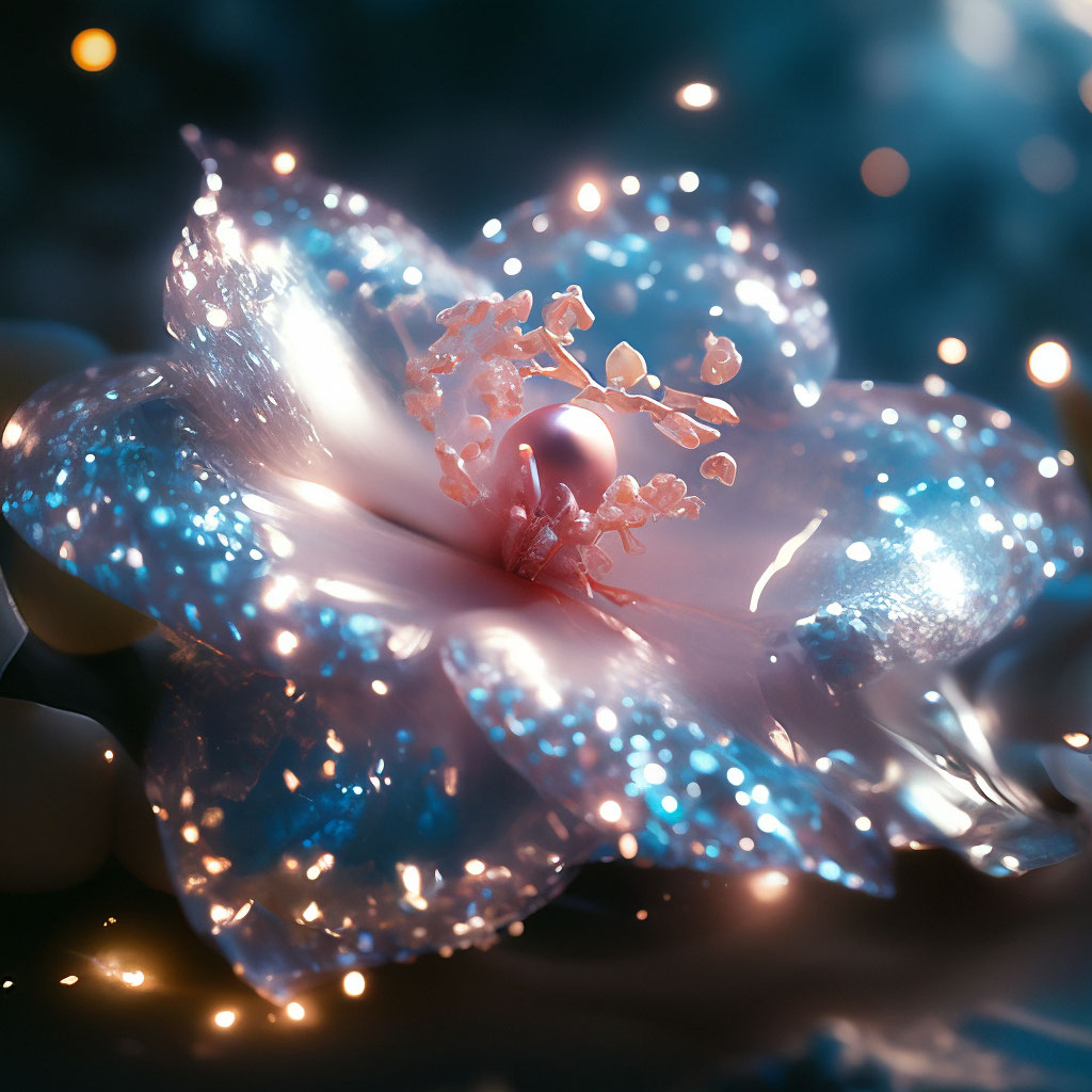 "An amazing refined flower made of cloudy matter sparkles and shimmers ...