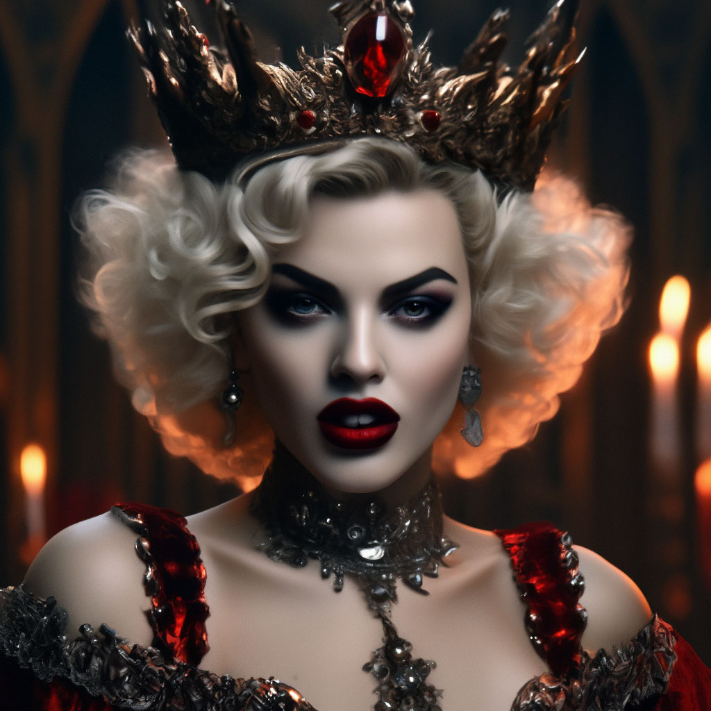 "Vampire queen, horror merelyn monr, crown, fangs, red eyes, …" — image ...