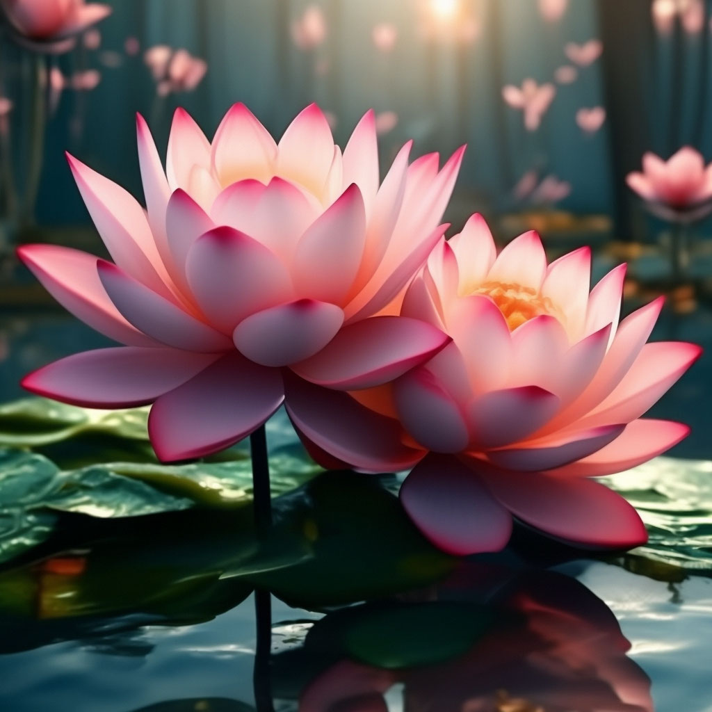 "Lotus flower fantasy is very beautiful 3d" — image created in Shedevrum