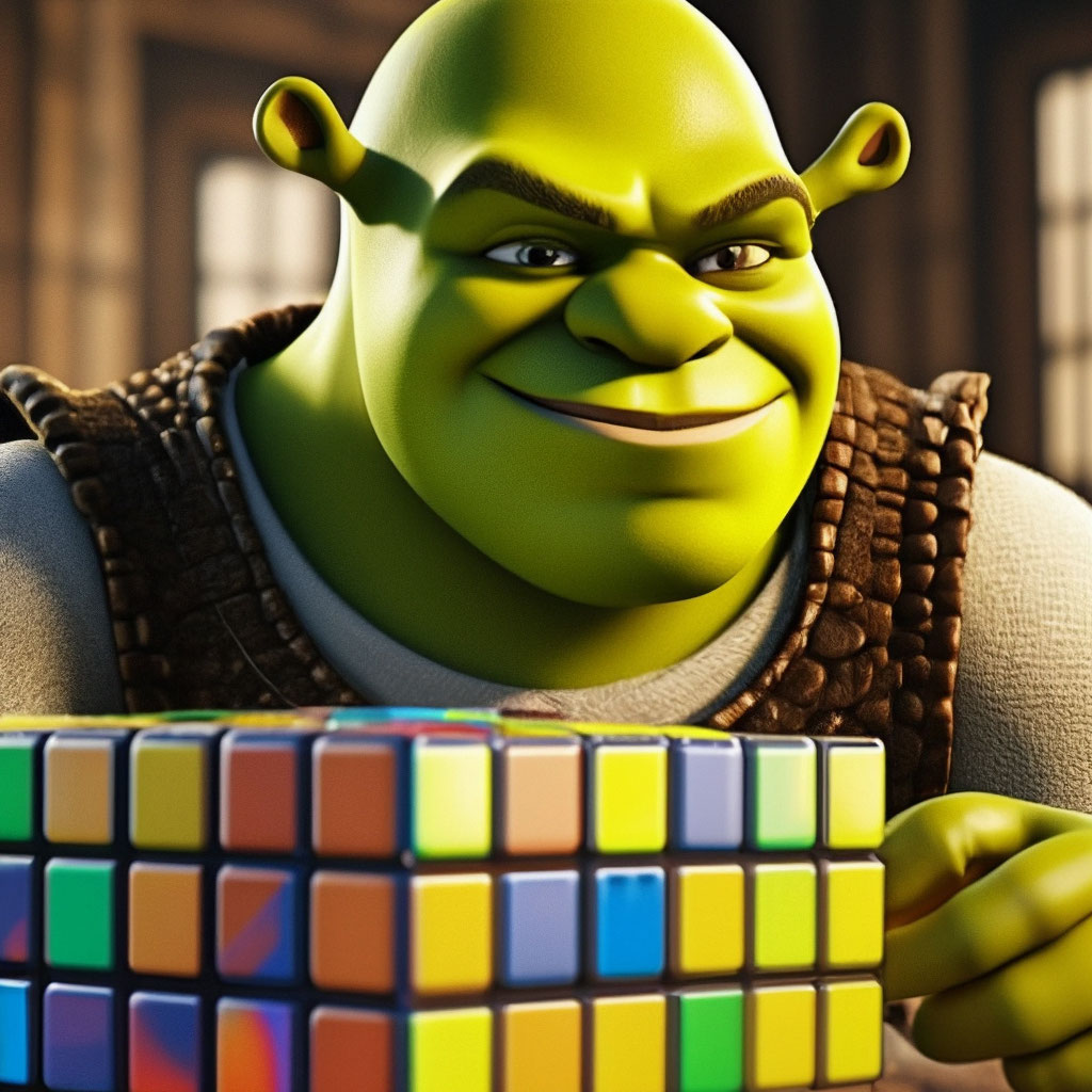 "Shrek collects Rubik's cube 60,000 by 60,000, beautiful, realistic ...