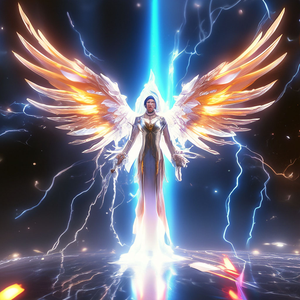 "Space angel, crystal wings, space lightning halo,rich colorful,clarity ...