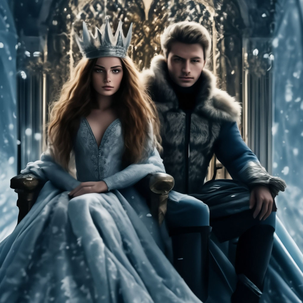 "The snow king and queen are sitting on the throne, frost, snowstorm ...