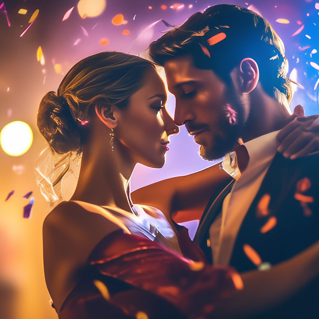 "A beautiful couple : he and she are dancing the tango, the partner ...