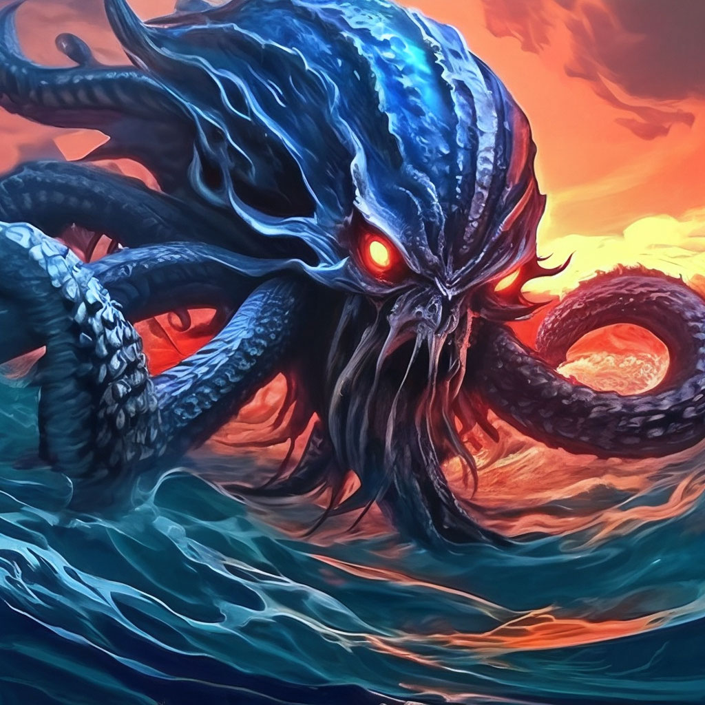 "Vector graphics-Ocean. Infernal colors.The Infernal Ocean. The Kraken ...