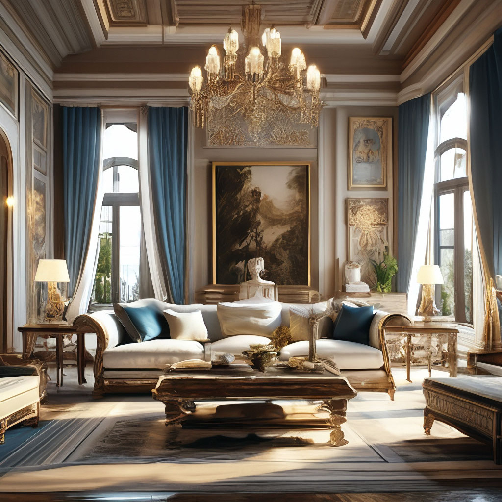 "Beautiful spacious living room in Venetian style, high resolution, 4d ...