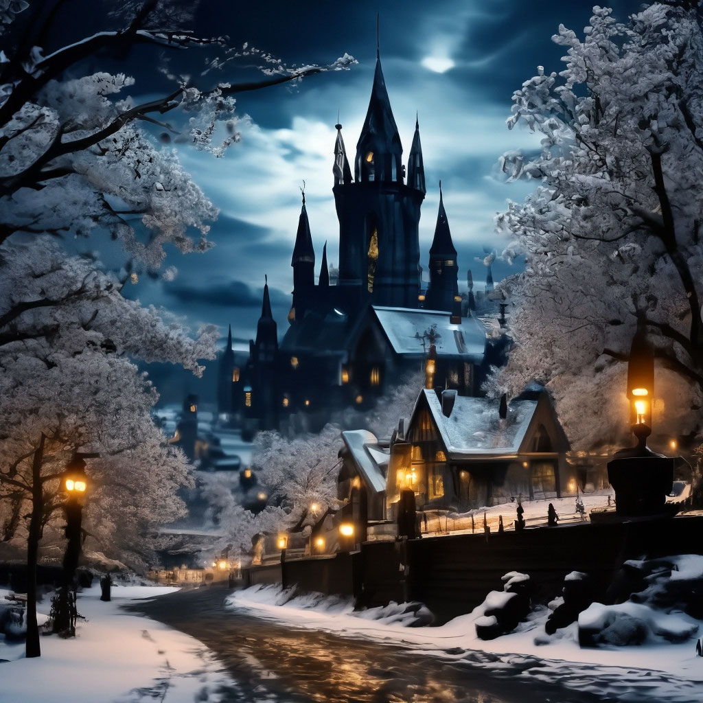 "︎ ︎ ︎ ︎ ︎ ︎ gold in white, snowy neon fairy-tale world, gothic ...
