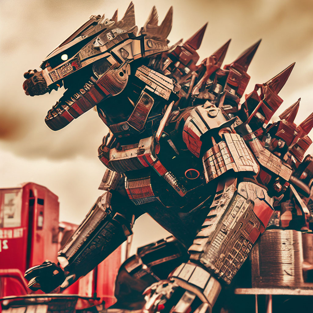 "Mechanical Godzilla" — image created in Shedevrum