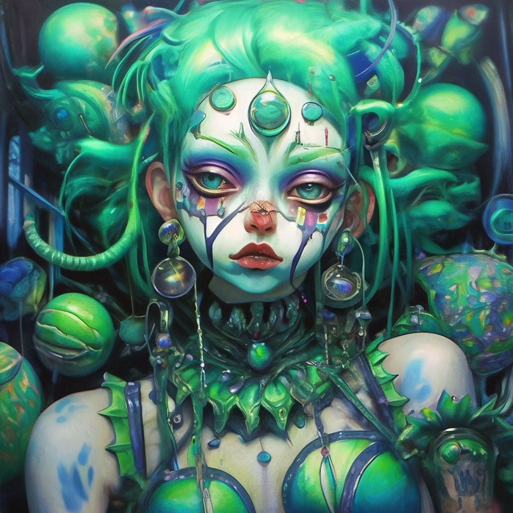 "🌌 ugly girl, melancholy, hallucinations, fluff, malachite skin ...