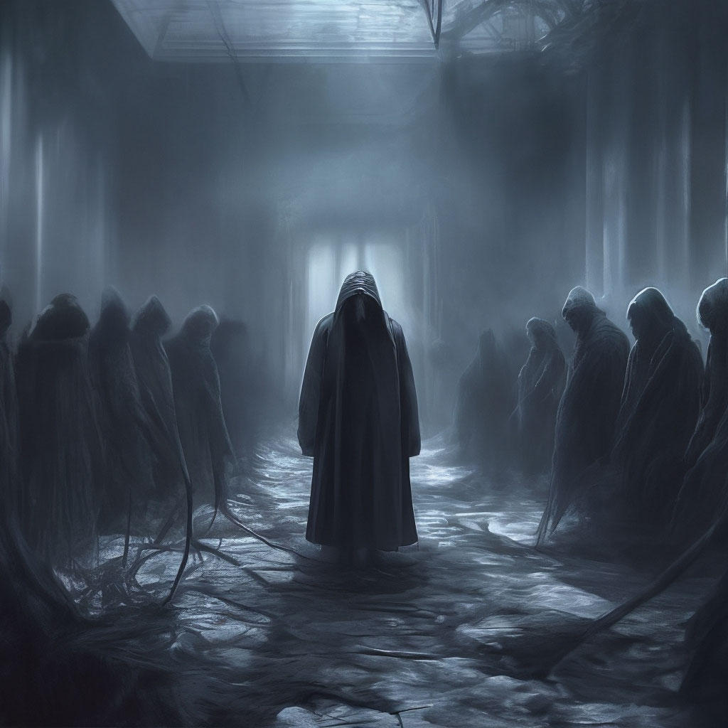 "Psychopathy, madness, dark room, gloom, creepy atmosphere, cruelty ...