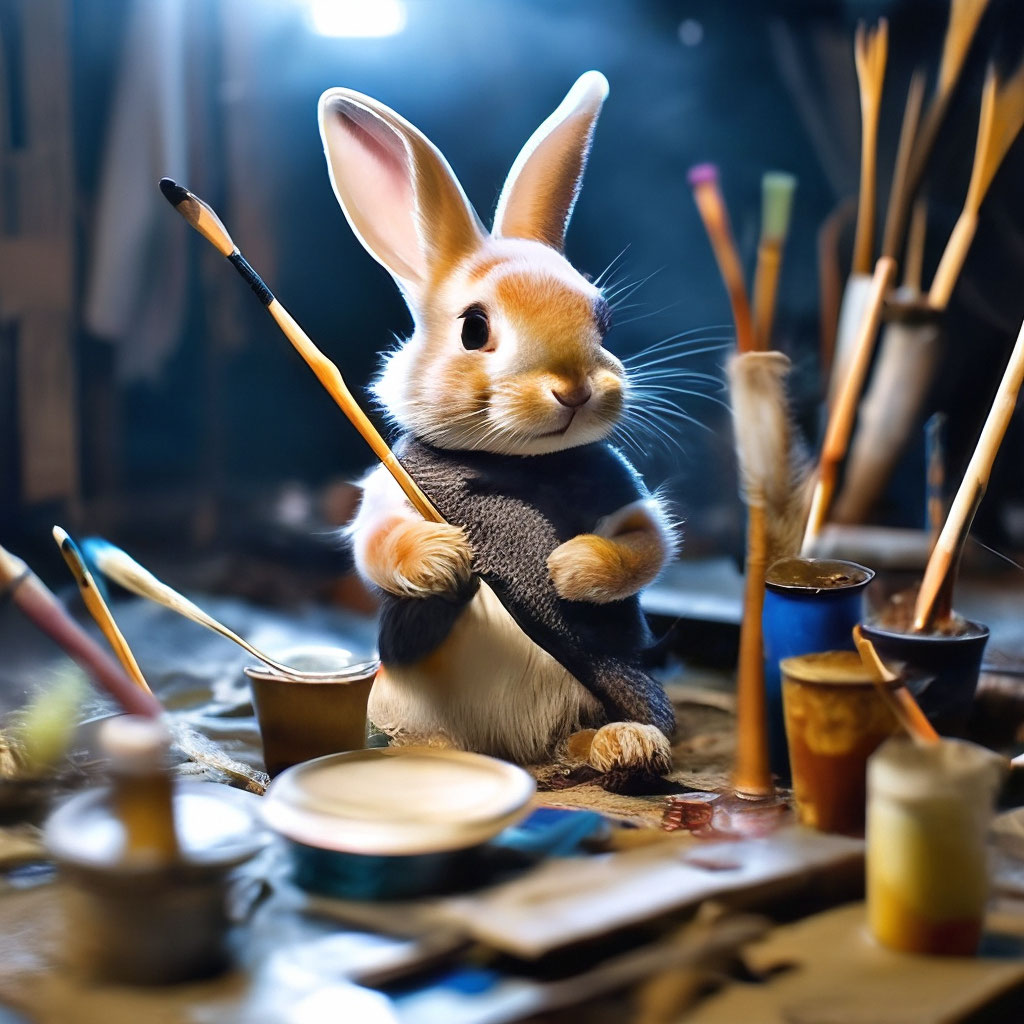 "The little rabbit is an artist who is in the process of creating ...