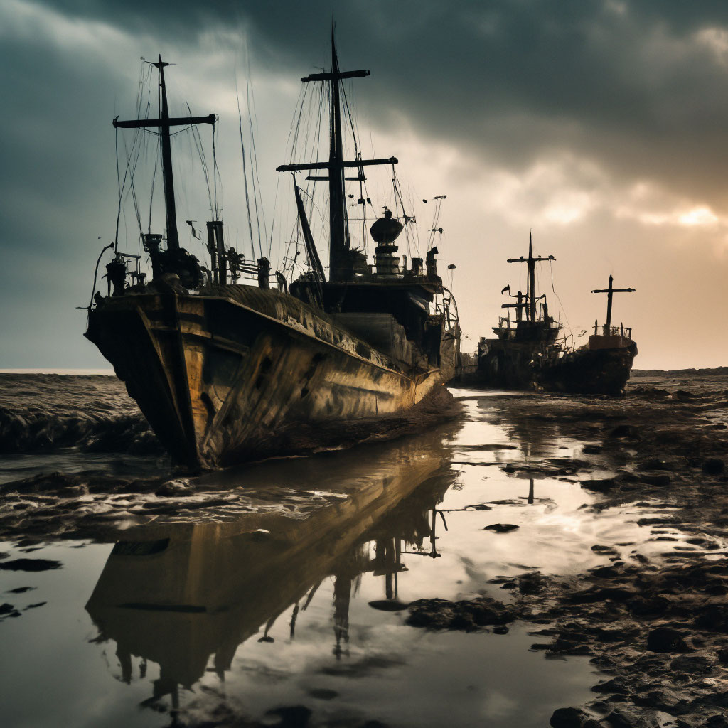"Cemetery of the lost ships" — image created in Shedevrum
