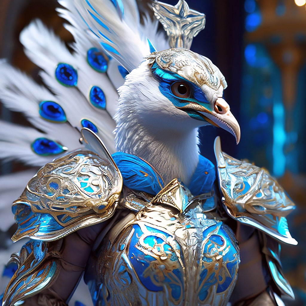 "Beautiful anthropomorphic warrior-white peacock in armor for peacock ...