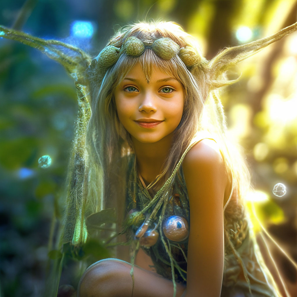 "Photorealism, unearthly miracle elf-nymph-troll, alien girl, in nature ...