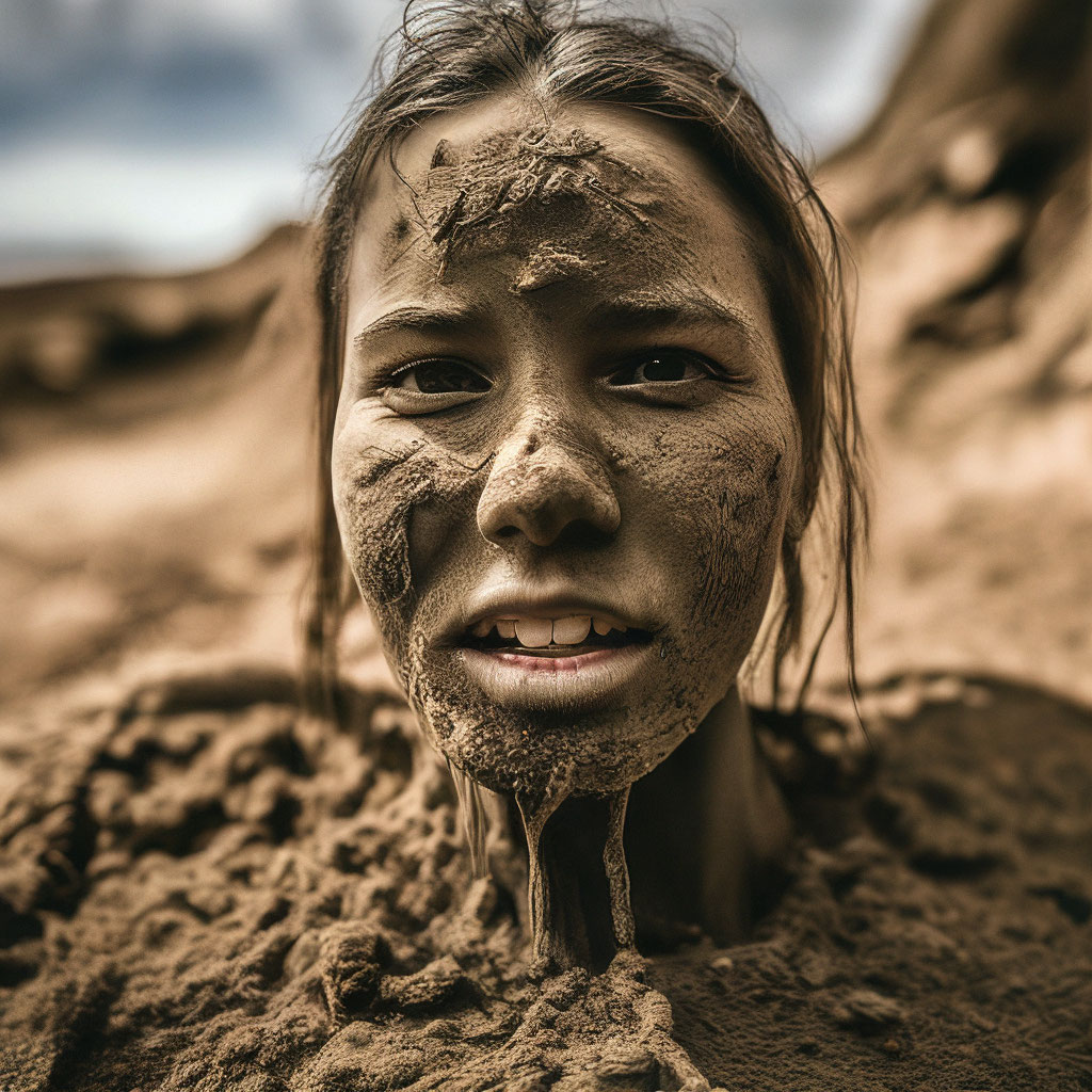 "Dirt with a person's face" — image created in Shedevrum