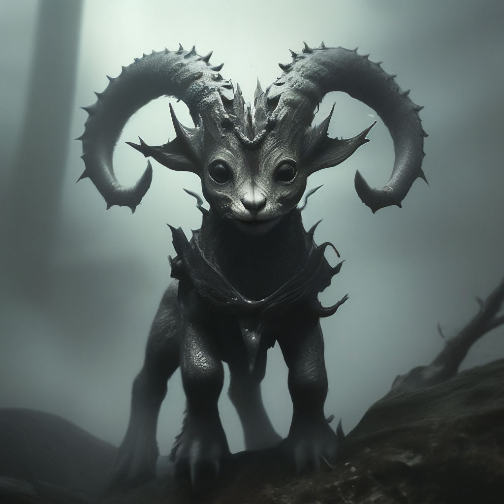"Baby demon-goat summoned from hell" — image created in Shedevrum